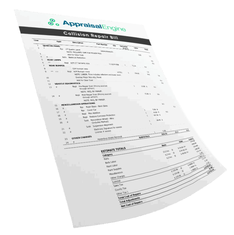 Collision Repair Estimate Explained - Appraisal Engine Inc